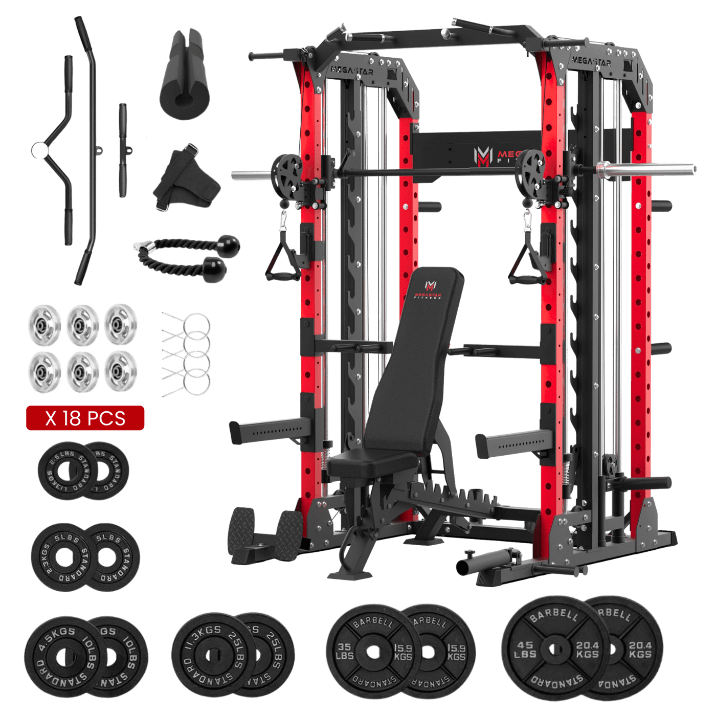 MEGASTAR P107 All-In-One Smith Machine Package for Home