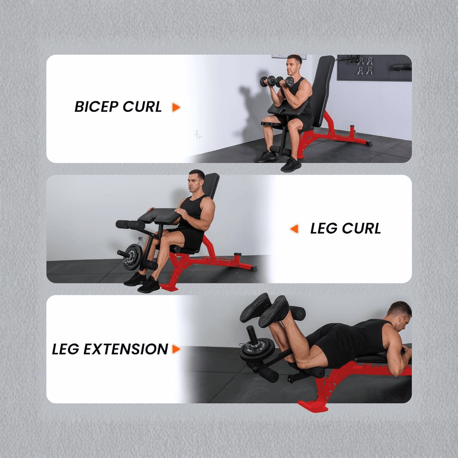 Multi-functional Adjustable Weight Bench with Leg Extension & Preacher Curl